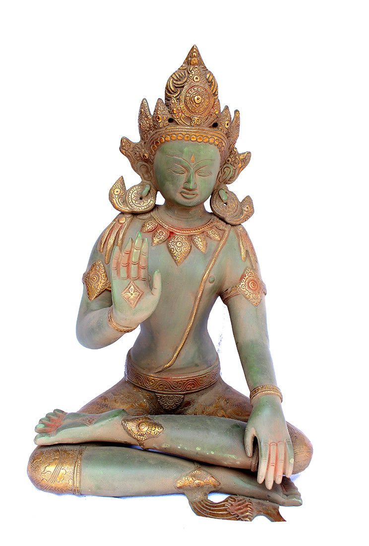 [[Antique green and gold brass Lokeshwara///Lokeshwara en laiton vert ...