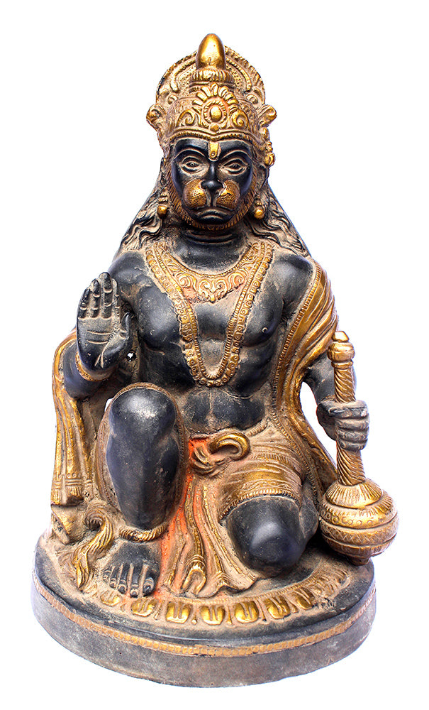 [[Antique gray and gold brass Hanuman///Hanuman en laiton gris et or a ...