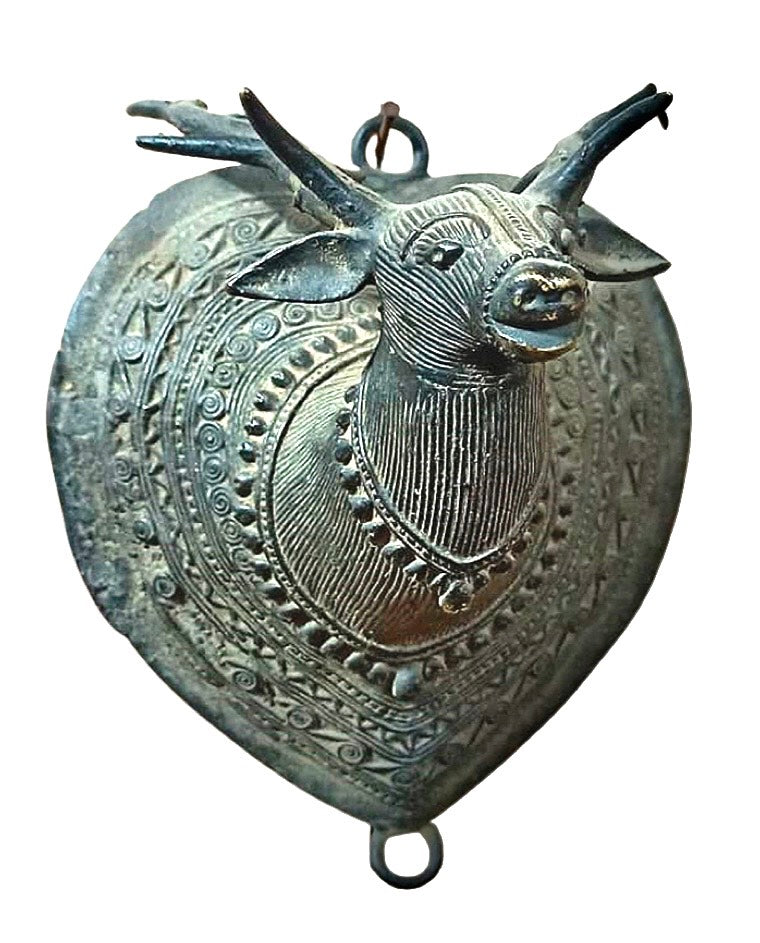 [[Bastar tribal art brass deer mask///Masque de cerf en laiton de l'ar ...
